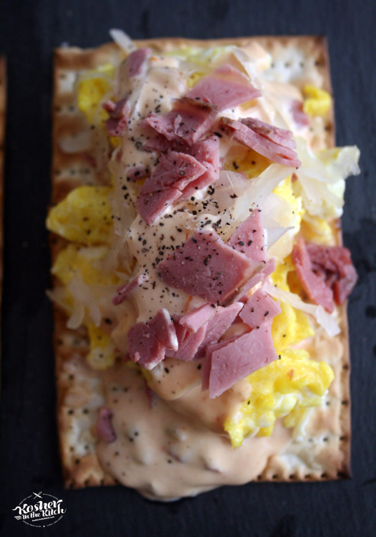 Reuben Matzo Scramble - Kosher In The Kitch!