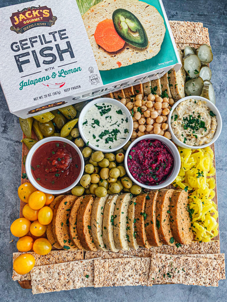 Gefilte Fish Board with Toppings for Shabbat - Kosher In The Kitch!