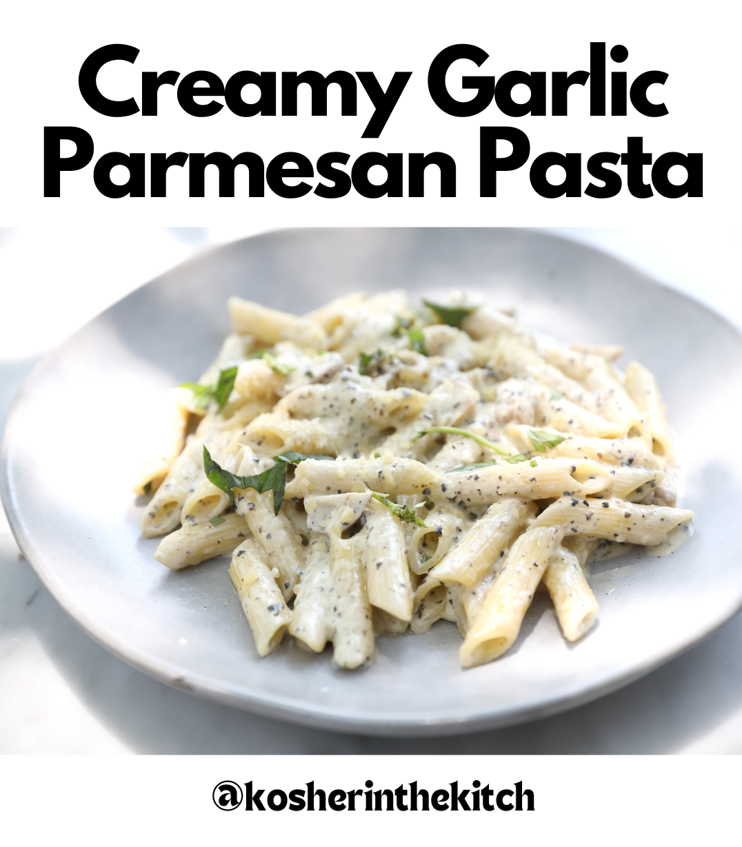 Creamy Garlic Parmesan Pasta - Kosher In The Kitch!